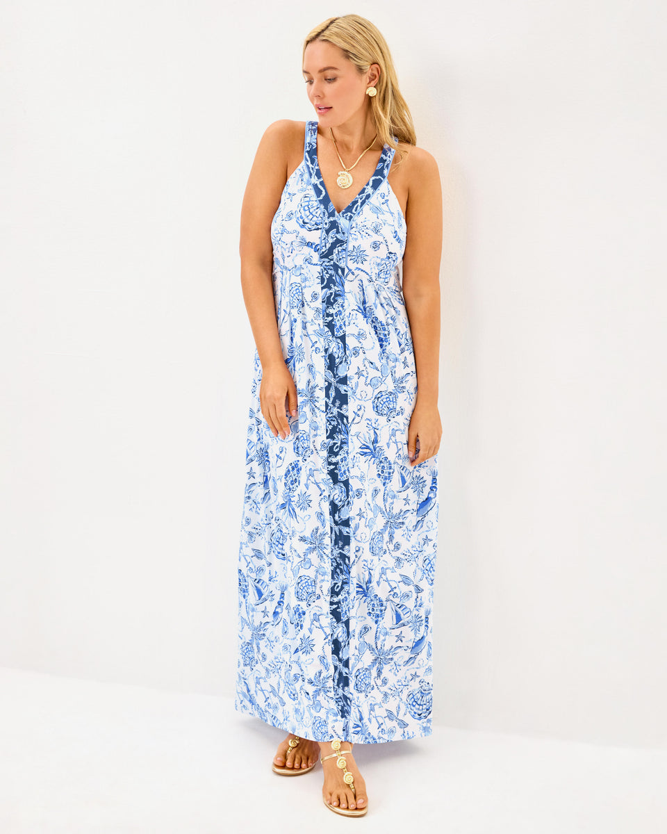Lilly Pulitzer Carmilla Maxi Dress - Resort White - Barefoot Beachcomb – THE LUCKY KNOT