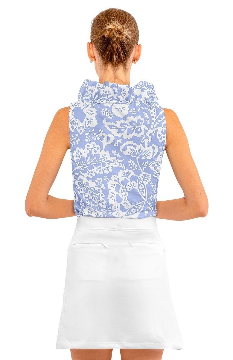 Gretchen Scott Ruff Neck Sleeveless Top in Flora Periwinkle – THE LUCKY ...
