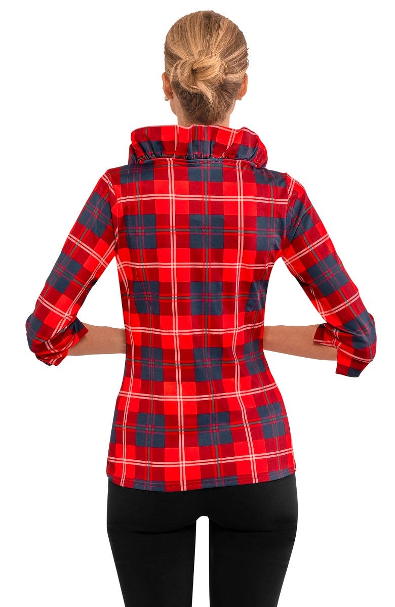 Gretchen Scott Ruff Neck Top in Middleton Plaid Red – THE LUCKY KNOT